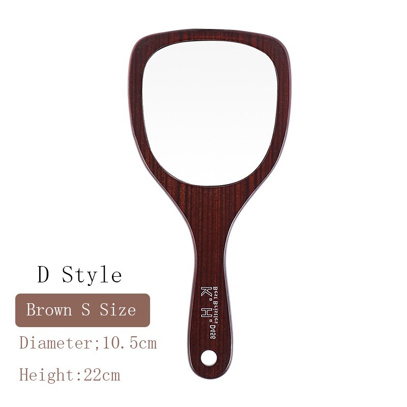 S Size Wooden Square Round Handle Mirror beauty sa... – Grandado