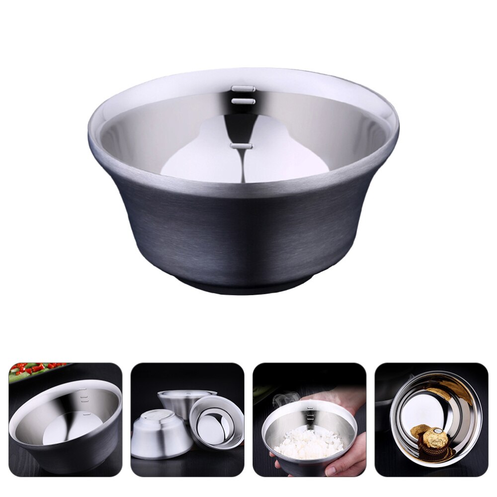 1pc Stainless Steel Food Bowl Heat Insulation Bowl... – Grandado