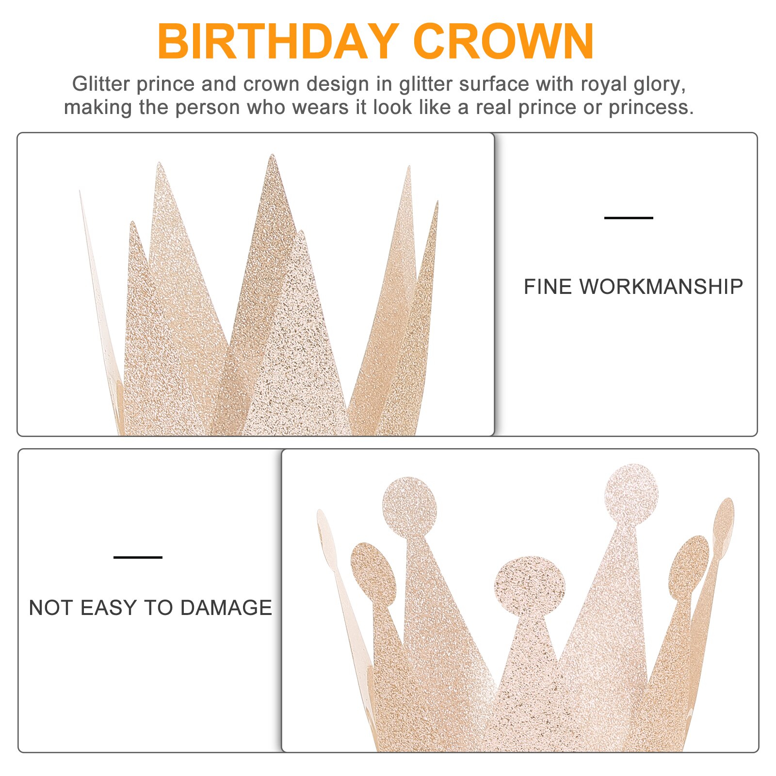 6Pcs Birthday Crown Hats Exquisite Glitter Crown S... – Grandado