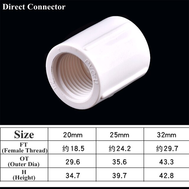 1Pc 1/2 "3/4" 1 "Binnendraad Pvc Pi... – Vicedeal