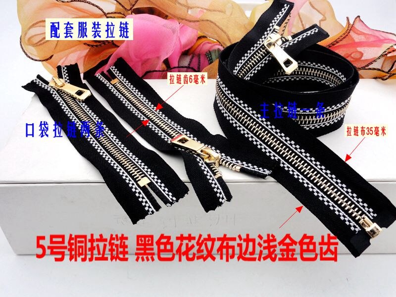 #5 metal zipper brass zipper with Pattern light go... – Grandado