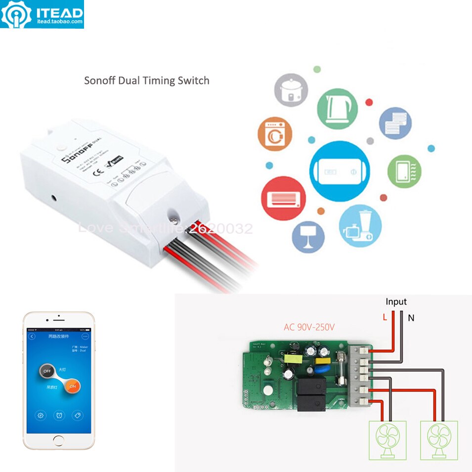 Itead Sonoff Dual Clever Heimat 2 Weg Wifi zeitlic... – Grandado