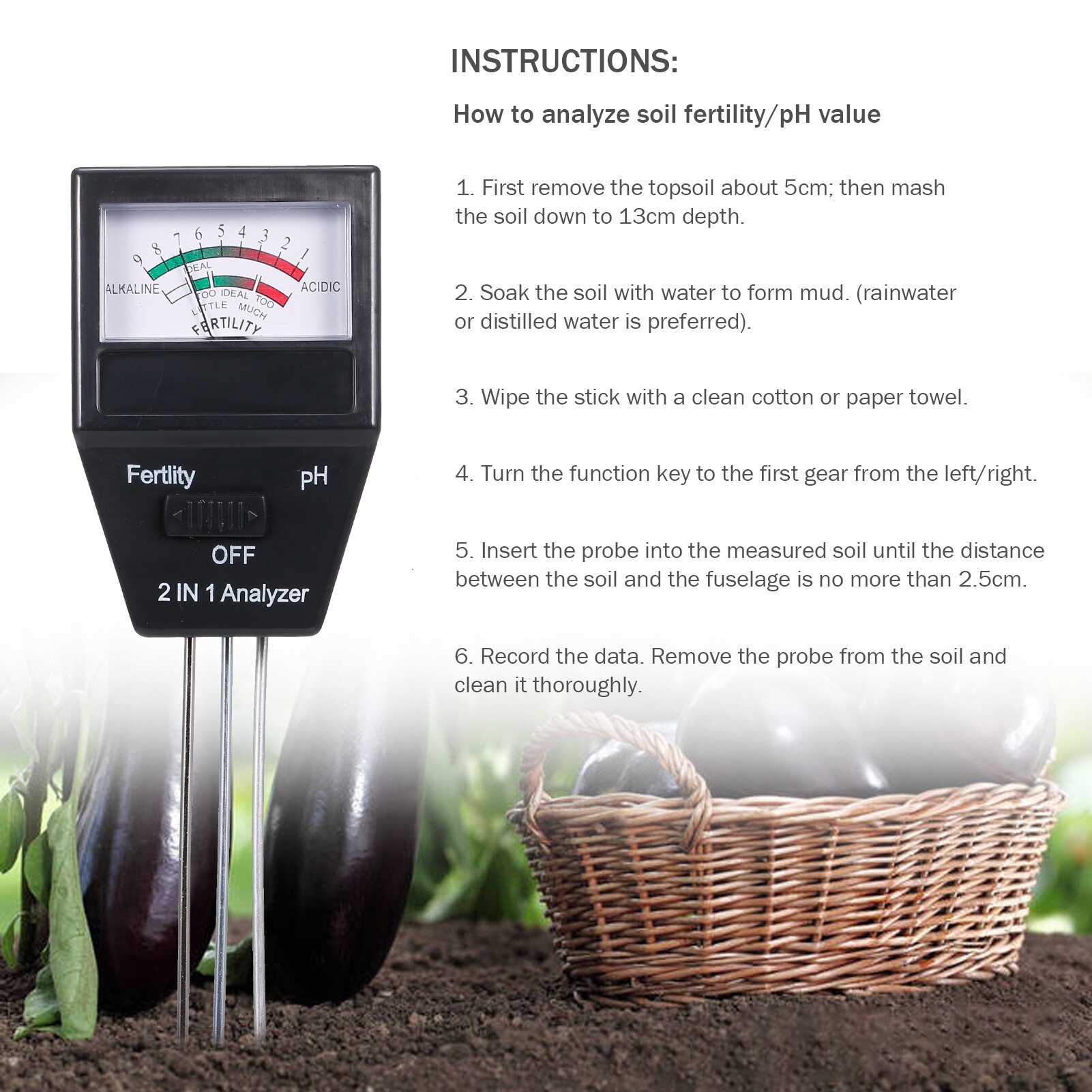 Soil pH Meter Fertility Tester Gardening Plants Ca... – Grandado