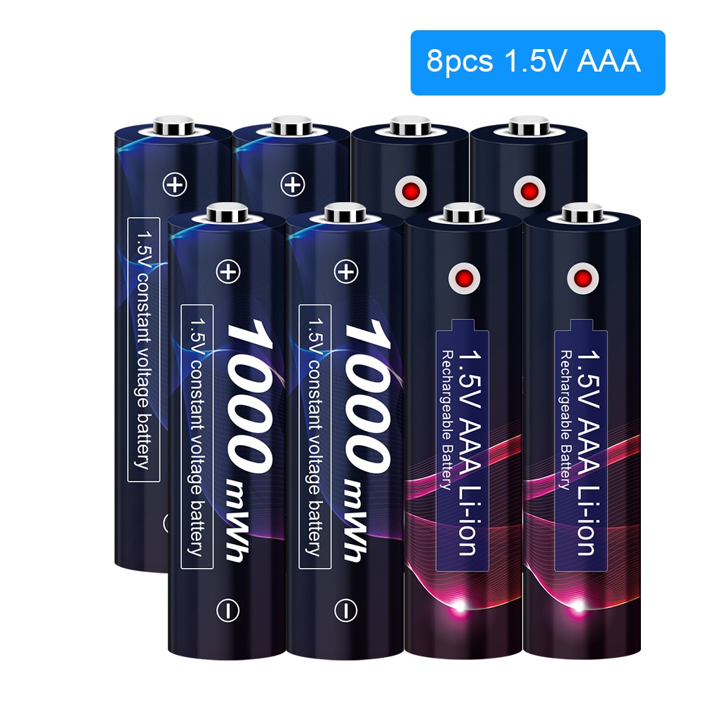 2-8Pcs 1,5 V AAA Akku AAA 1,5 V Batterie 1000mWh 1... – Vicedeal