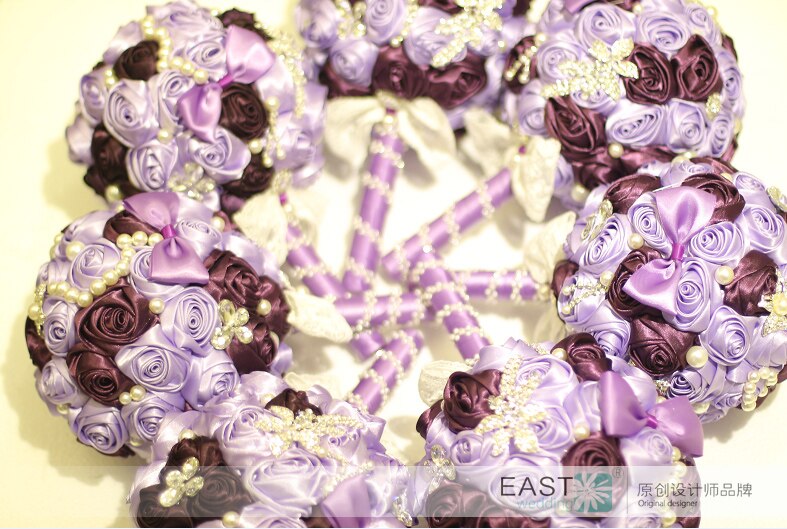 Light Purple brooch bouquet Silk Bride Bridal Wedd... – Grandado