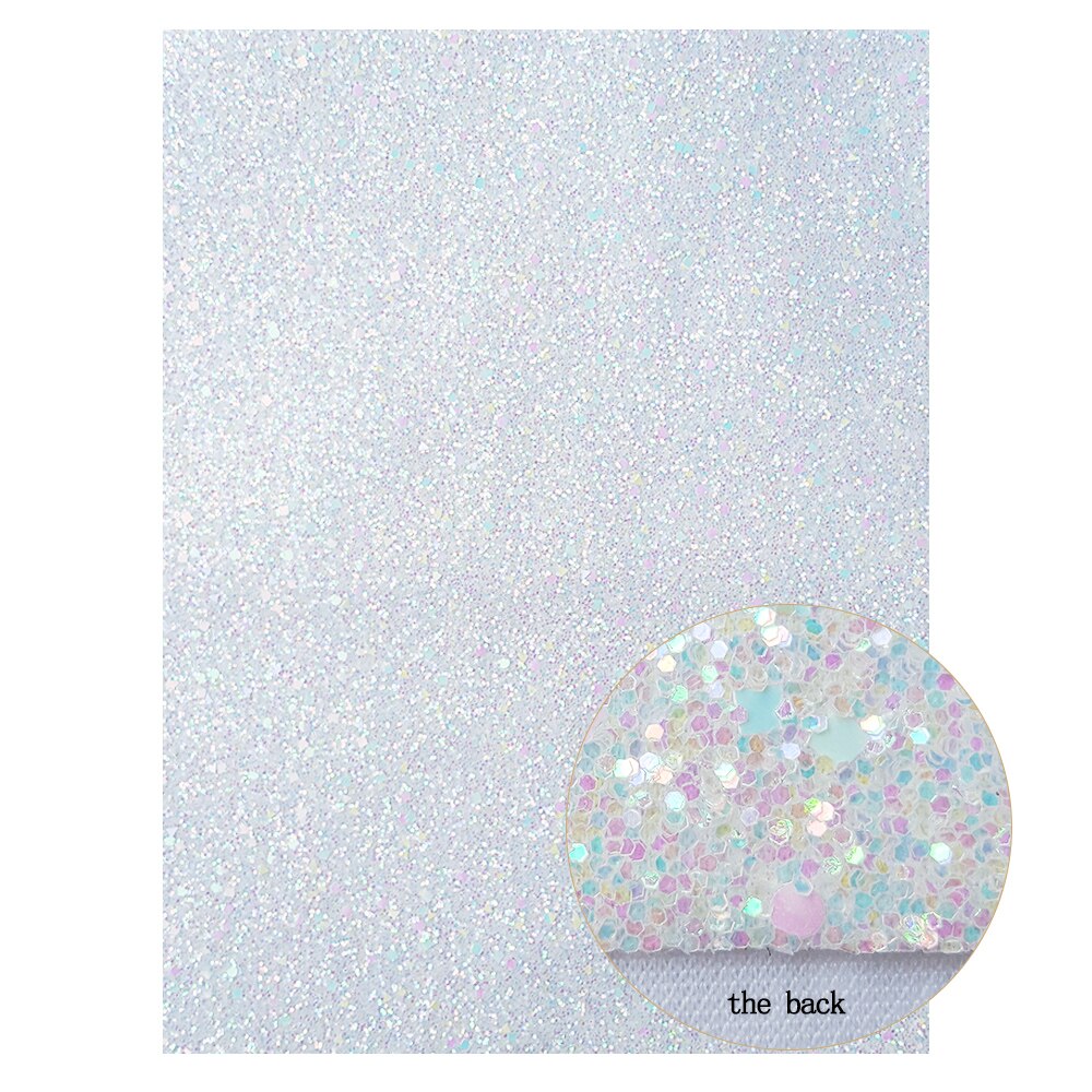 QIBU White Chunky Glitter Fabric PU Faux Leather S... – Grandado