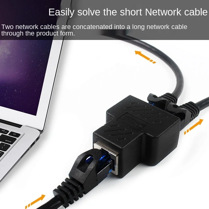 Black Ethernet Adapter Lan Cable Extender Splitter... – Grandado