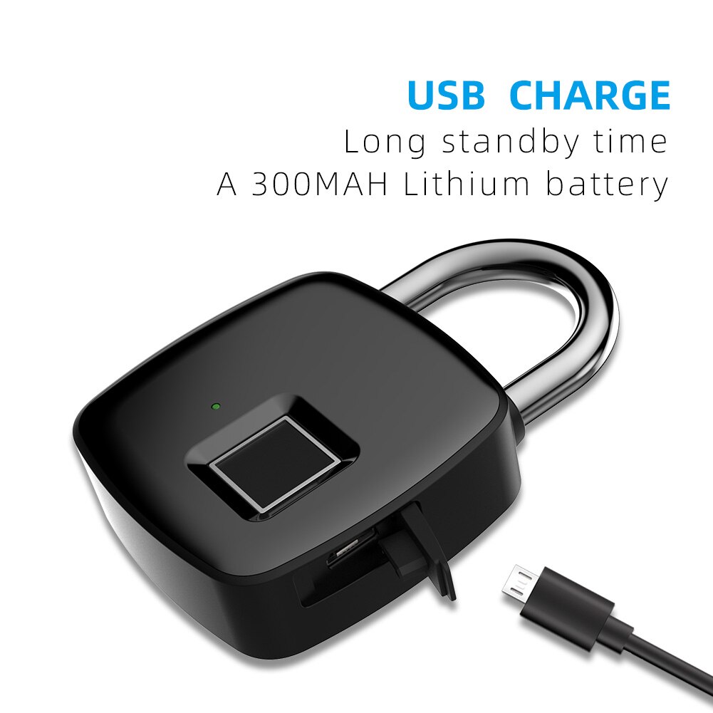 Smart Fingerprint Padlock USB Rechargeable IP54 Wa... – Grandado