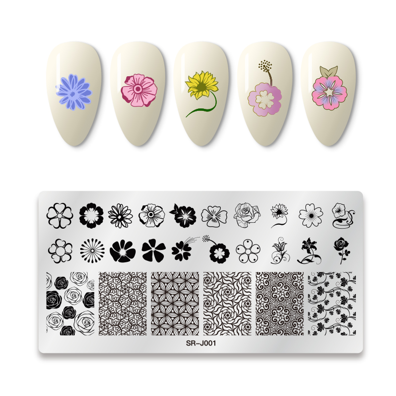 Kant Bloem Animal Nail Stempelen Platen Marmeren T... – Grandado