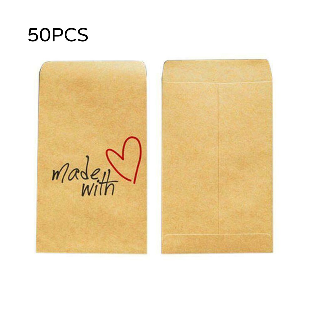 50Pcs Papieren Zak Gemaakt Met Liefde Dank U Kraft... – Vicedeal