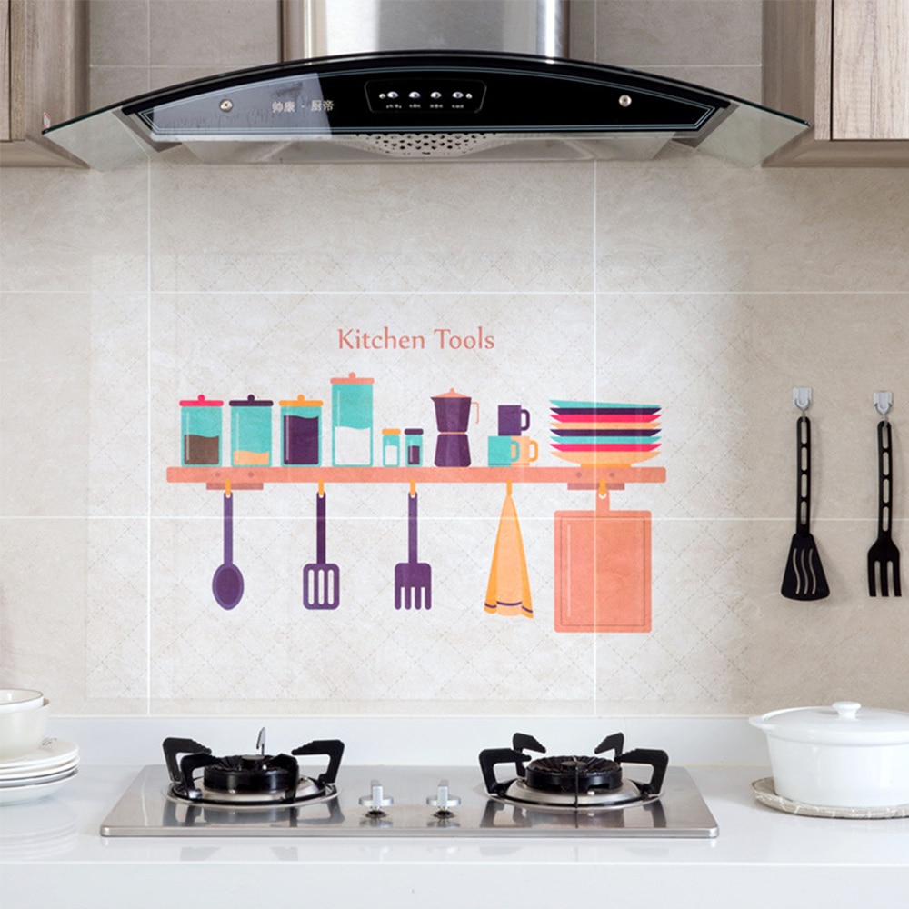 1Pc Kitchen Wall Stickers Oilproof DIY Wall Art De... – Vicedeal