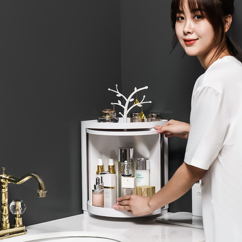 Scandinavian Style White Bathroom Shelf Can Rotate... – Grandado