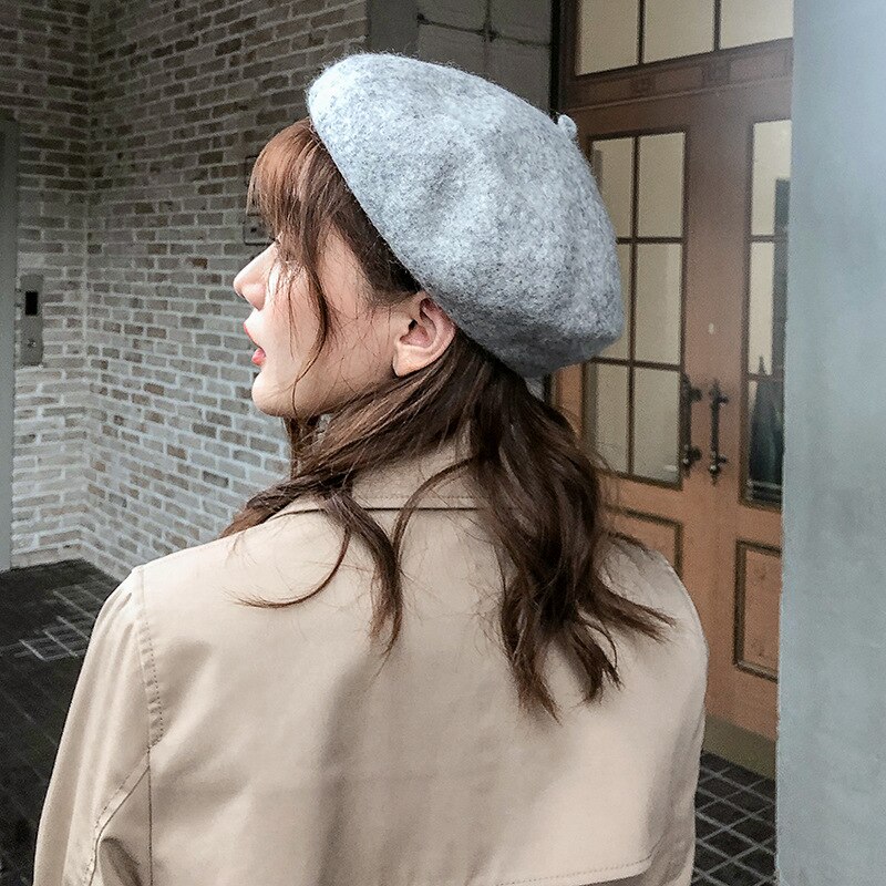 Women Wool Solid Color Beret Female Bonnet Caps Wi... – Vicedeal