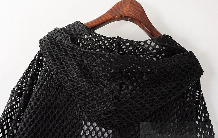 [EWQ] Spring black big size net mesh drawstring wa... – Grandado