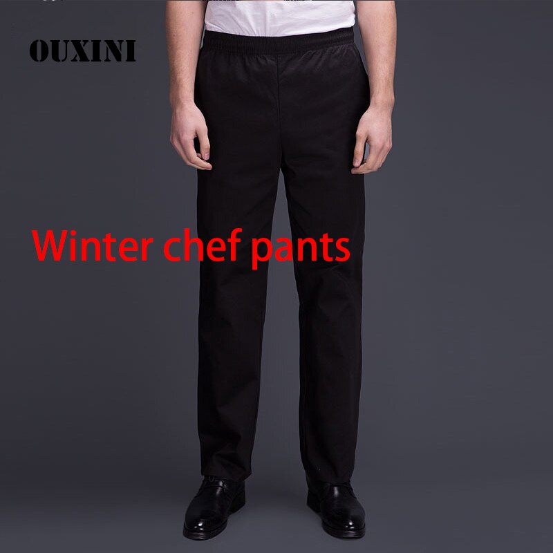 cook costume for men black chef trousers Elastic w... – Grandado