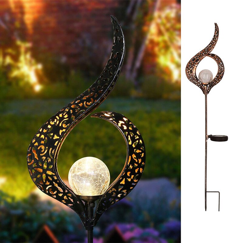 Outdoor Solar Lights Garden Crackle Glass Globe St... – Grandado