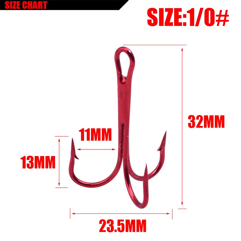 20Pcs/lot Three Hook Red Nickel Color Fishhook 2/3... – Vicedeal
