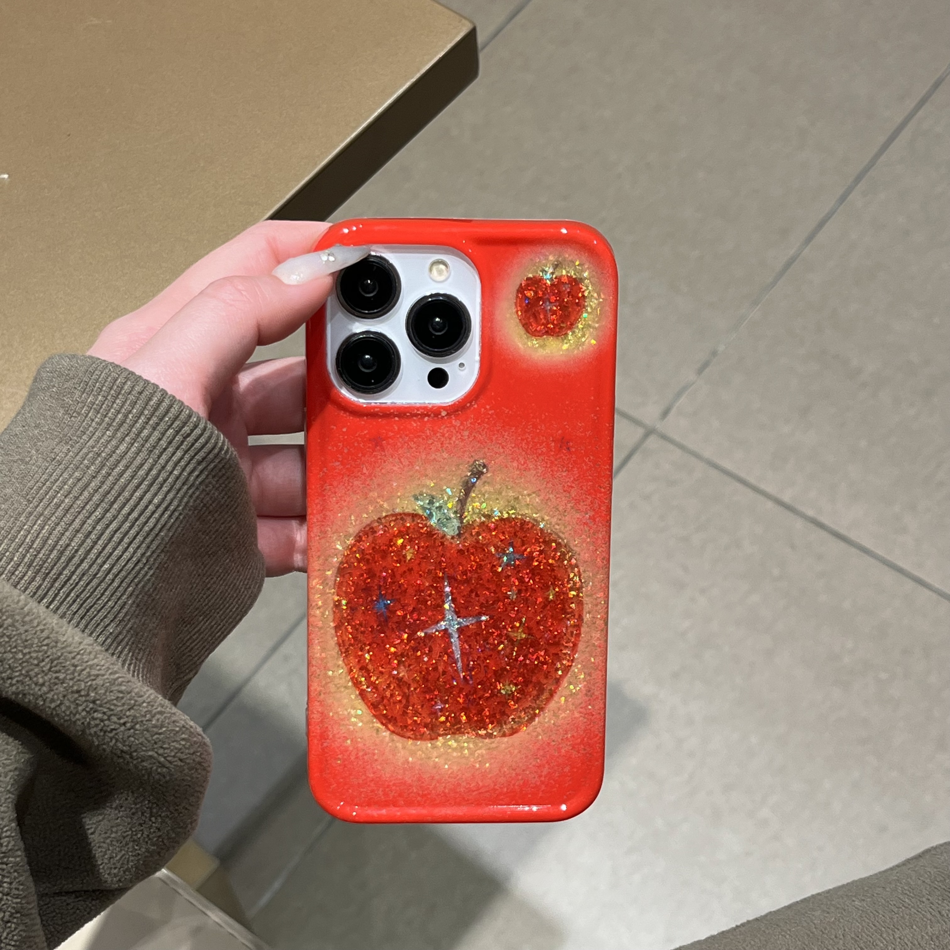 Glittering Red Apple Dual Layers with Dangle Phone... – Grandado