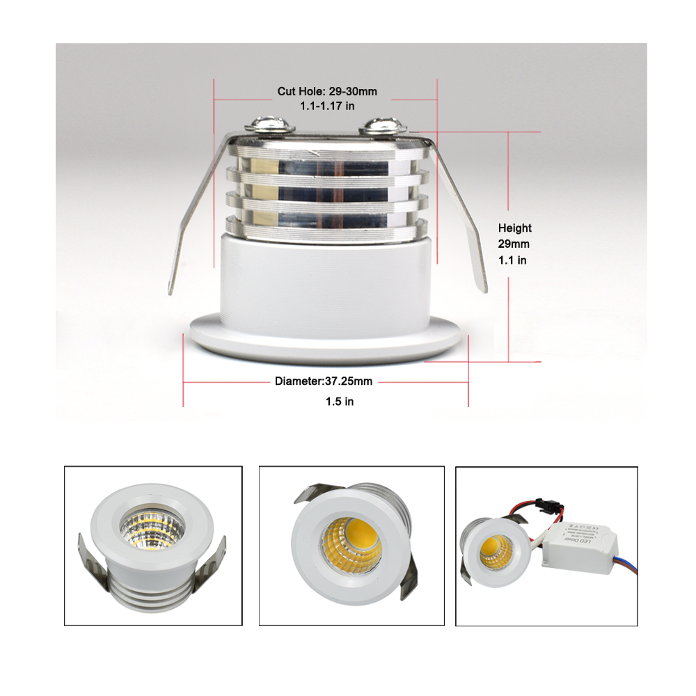 Small Recessed Ceiling LED Spot Light COB 3W 110V ... – Vicedeal