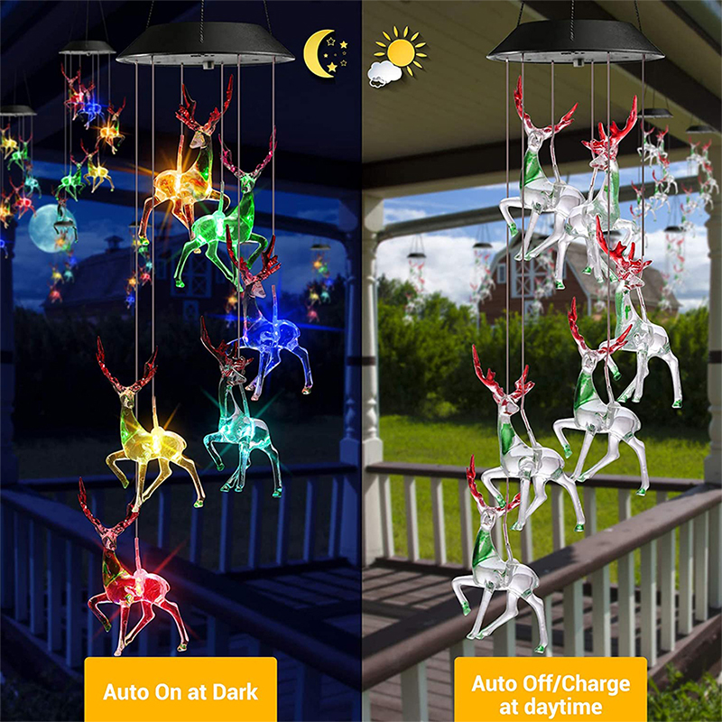 Solar Flamingo Deer Dog Bird Pig Wind Chime Color ... – Grandado
