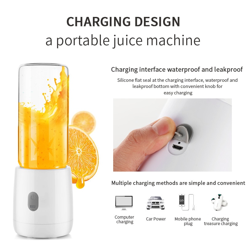 400 ml przenośne mini 6 ostrza mikser sokowirówka ... – Grandado