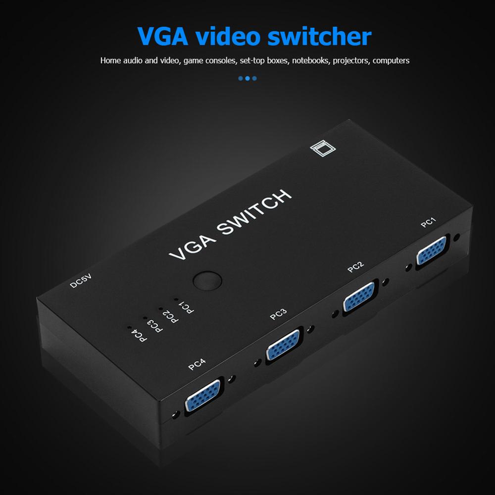 4 in 1 out Press Button VGA Selector Box 4 Ports V... – Grandado