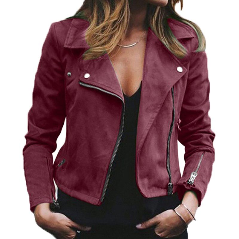 jacket female winter women's lapel diagonal zipper... – Grandado