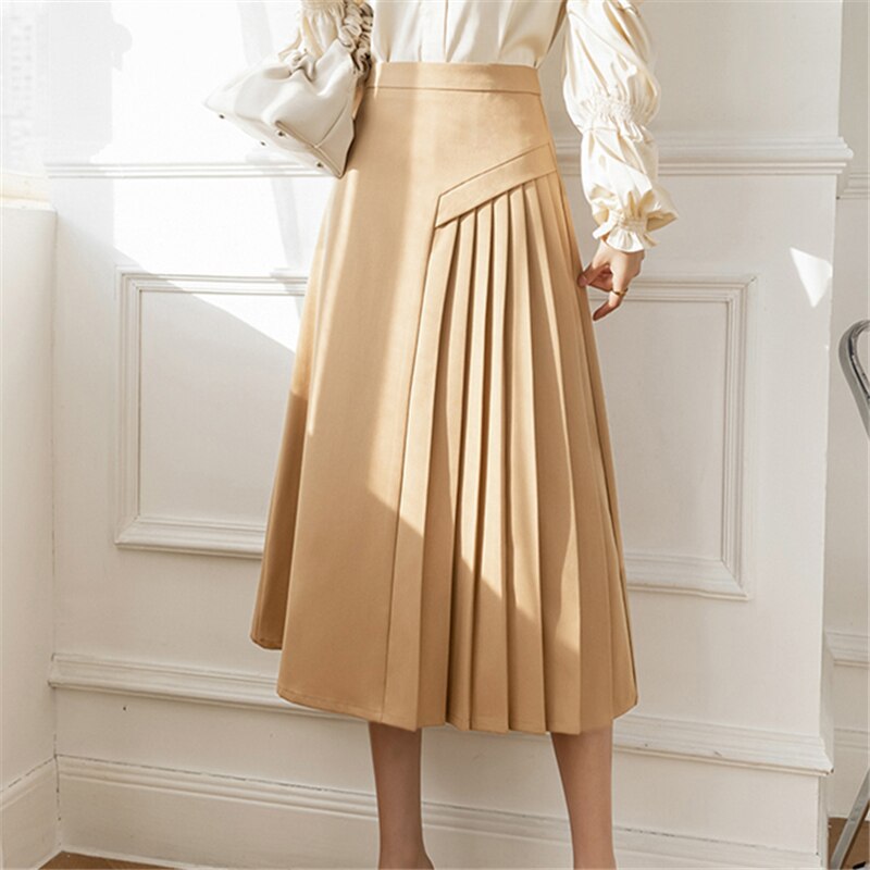 Seoulish 2022 Elegante Hoge Taille Geplooide Vrouw... – Vicedeal