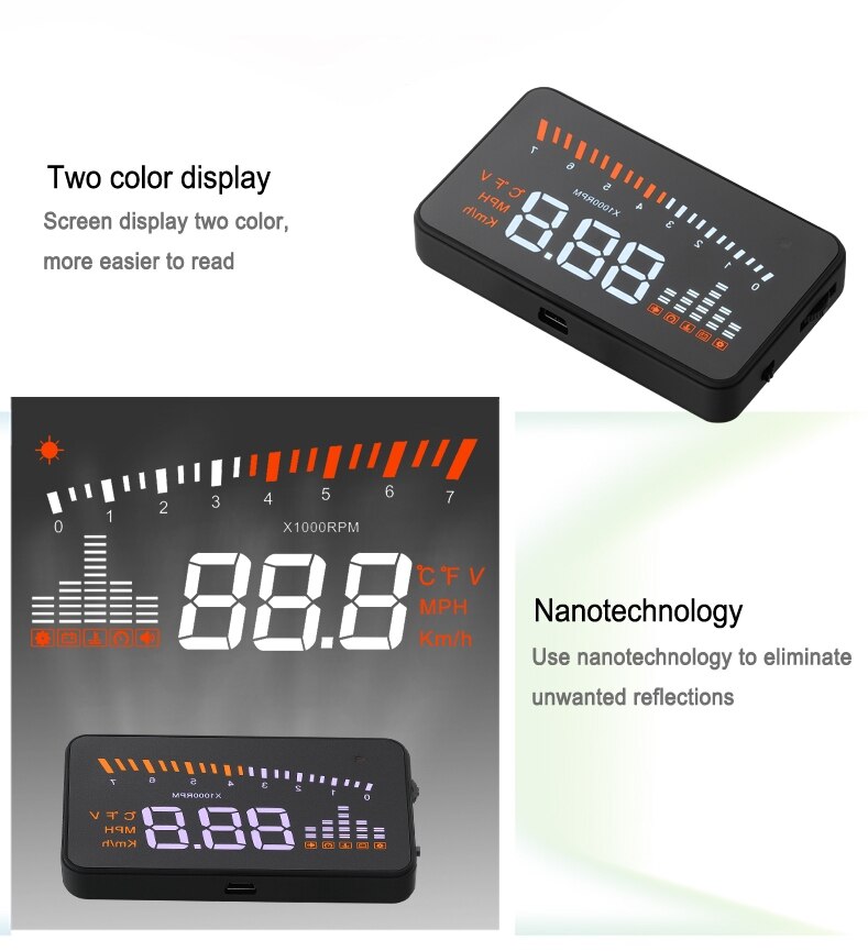 GEYIREN X5 Car HUD OBD II Head-Up Display Overspee... – Vicedeal