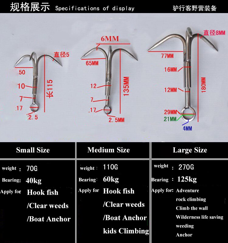 Stainless steel Climbing hook survival hook climbi... – Grandado