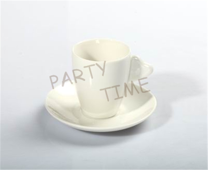 Ceramic white cup and saucer set, heart shape cup ... – Grandado