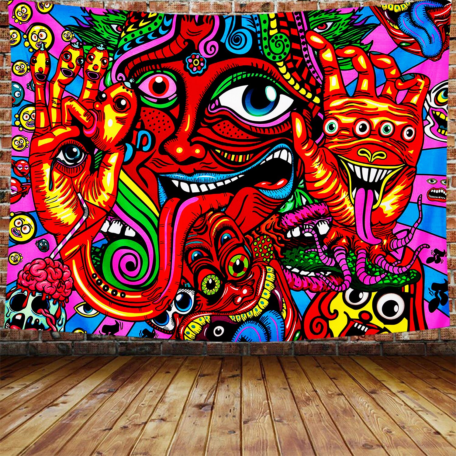 Psychedelic Arabesque Tapestry Mysterious Hippie T... – Grandado