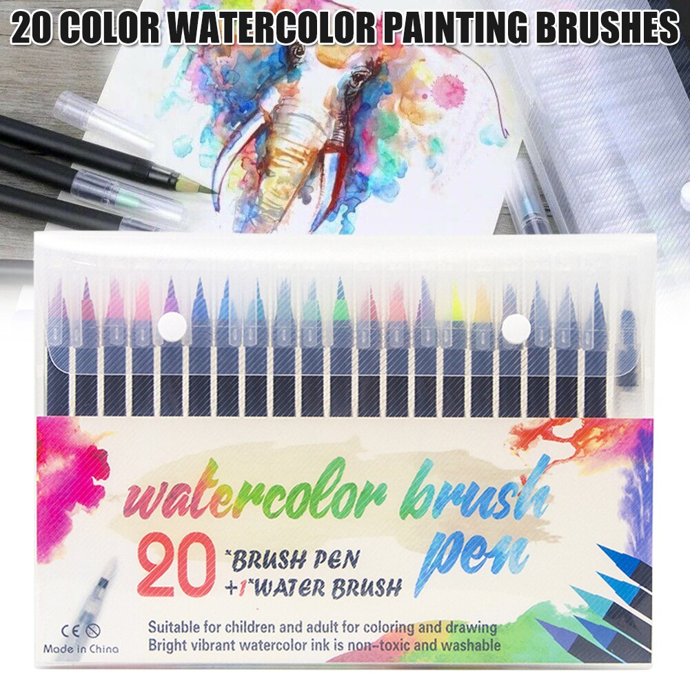 Set of 20 Real Brush Pens Water Coloring Brush Pen... – Vicedeal