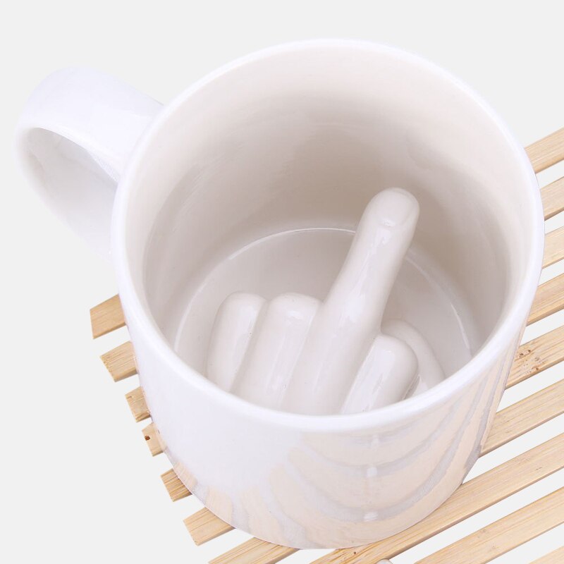 White Middle Finger Style Mug Water Cup Funny Cera... – Vicedeal