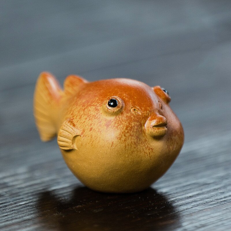 Cute Puffer Fish Statue Ornaments Chinese Yixing P... – Grandado