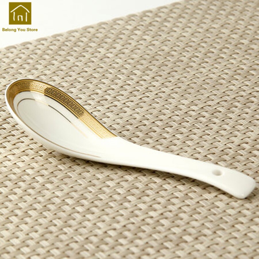 Chinese Style Ceramic Soup Spoon White Porcelain S... – Grandado