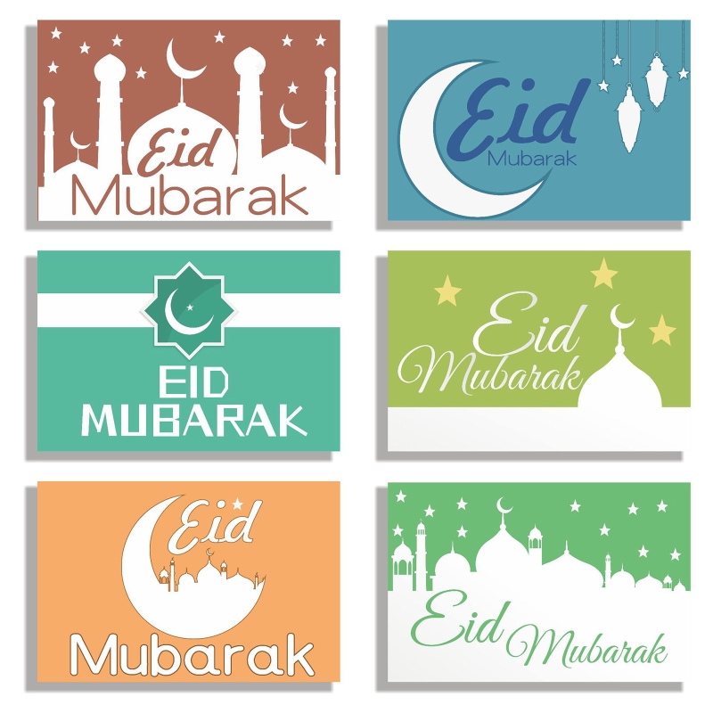 Eid Mubarak Greeting Cards 6pcs Moon Castle Paper ... – Grandado