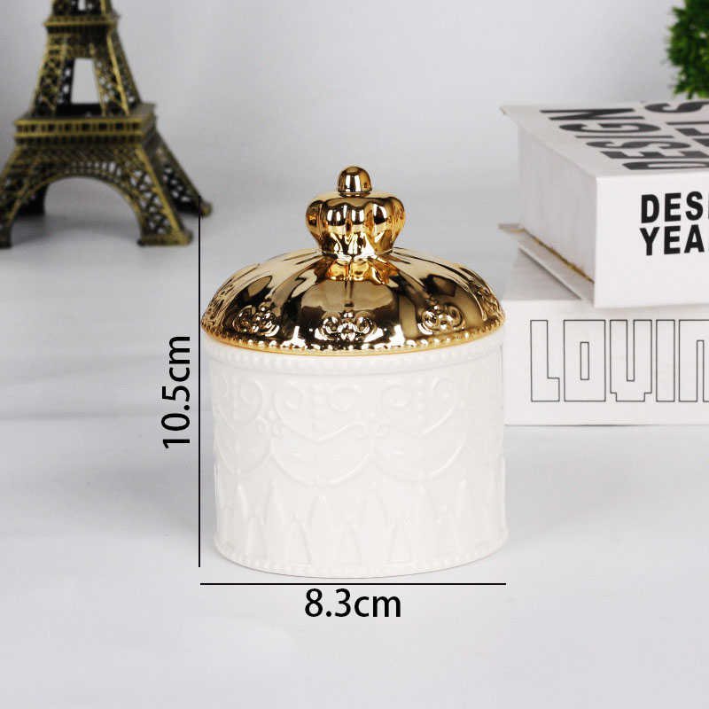 European Ceramic Storage Jar Gold Plated Decorativ... – Vicedeal