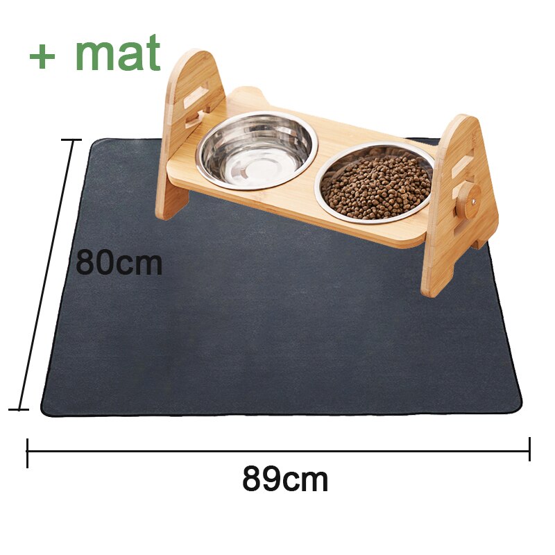 Bamboo Elevated Puppy Cat Bowls with Stand Adjusta... – Vicedeal