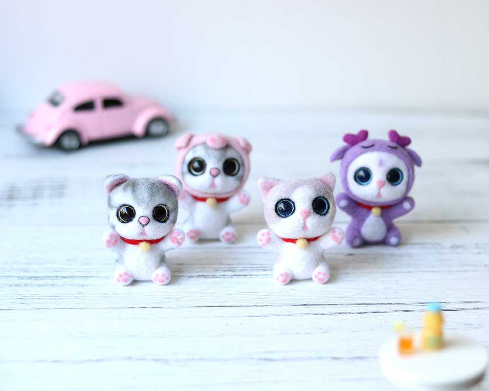 Non-Finished Handmade Animal Cat Kitty Wool Fieltr... – Grandado