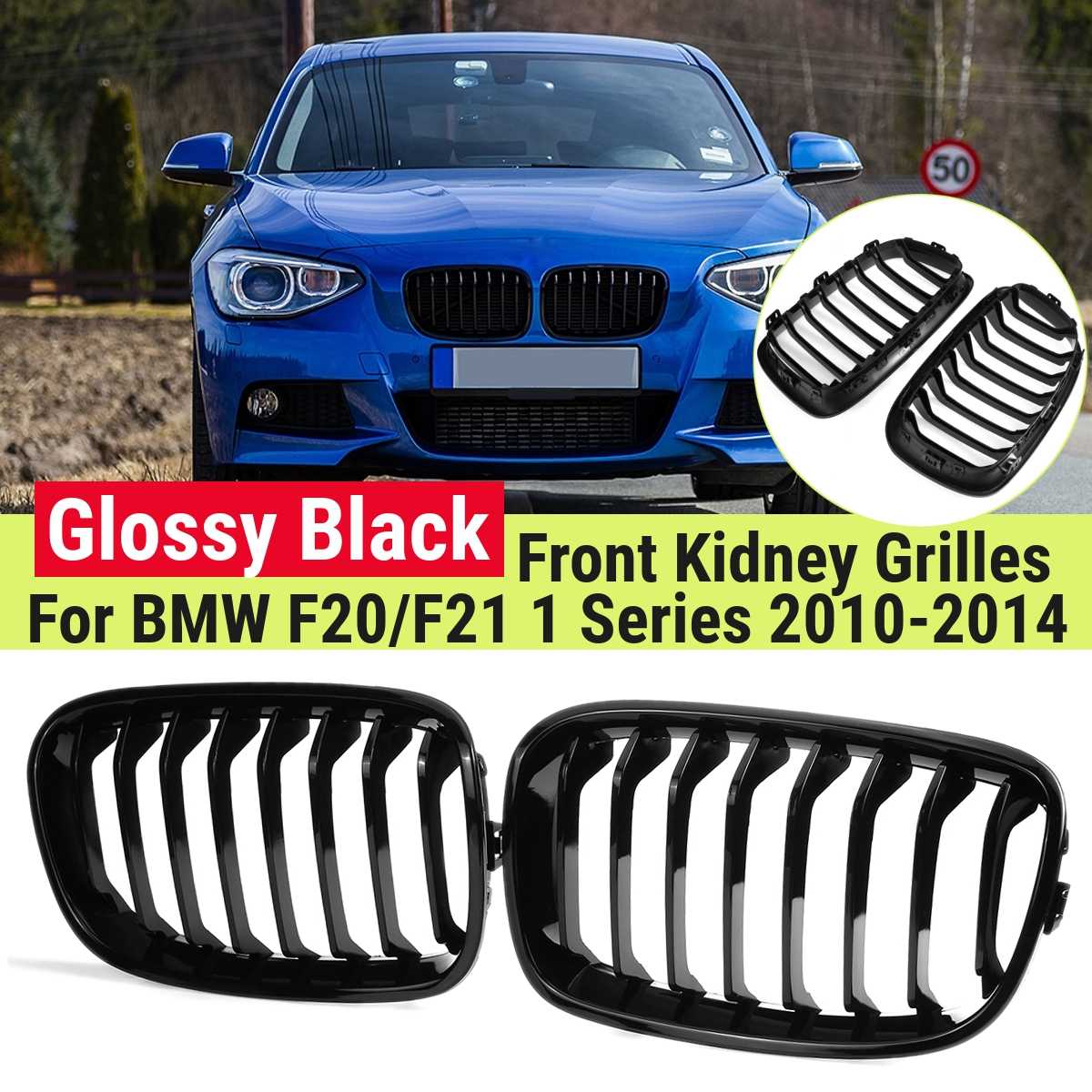 Paar Auto Gloss Black Carbon Front Nieren Grill Ve... – Grandado