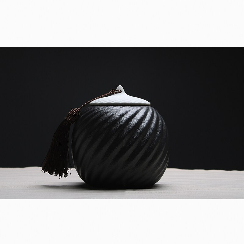 LUWU black crockery ceramic tea caddies spiral tea... – Grandado