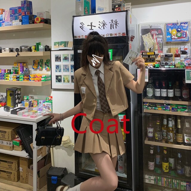 College Style Jk Suit Female Summer Shirt Pleated Vicedeal