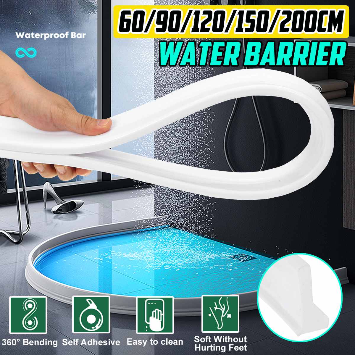 Bathroom Water Stopper Water Partition Dry&Wet Sep... – Grandado