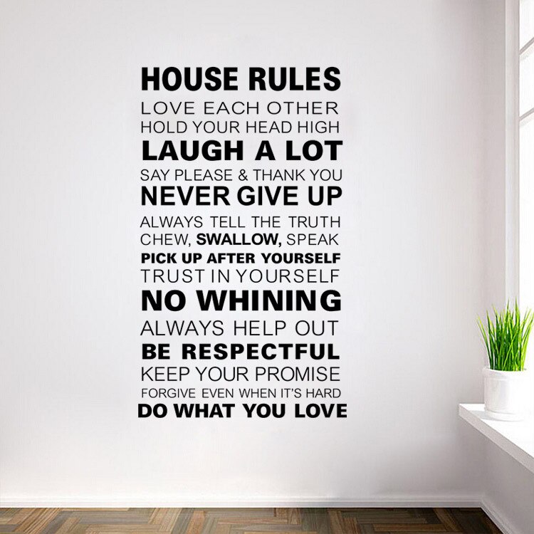 house rules vinyl quote wall decal family rule hom... – Vicedeal