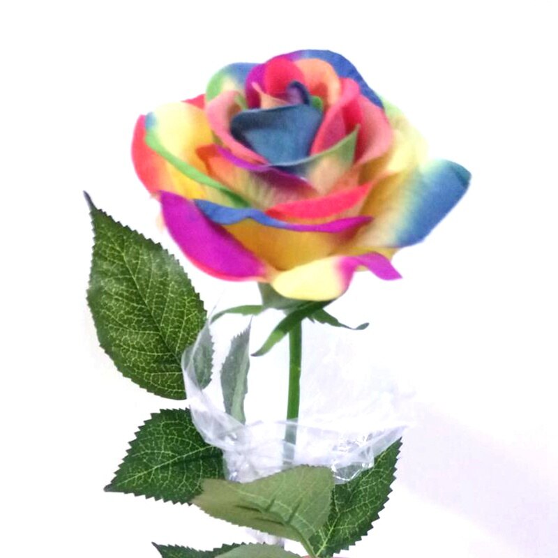 10pcs Colorful Artificial Silk Flower Rainbow Rose... – Grandado