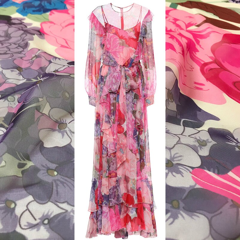 V brand chiffon polyester printed fabric cloth 145... – Vicedeal