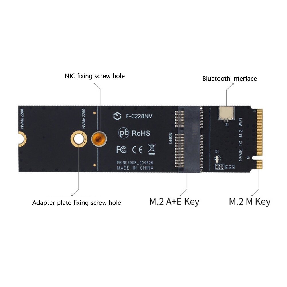M.2 M Key to NGFF A + E Key Slot PCIe WiFi Card Ad... – Vicedeal