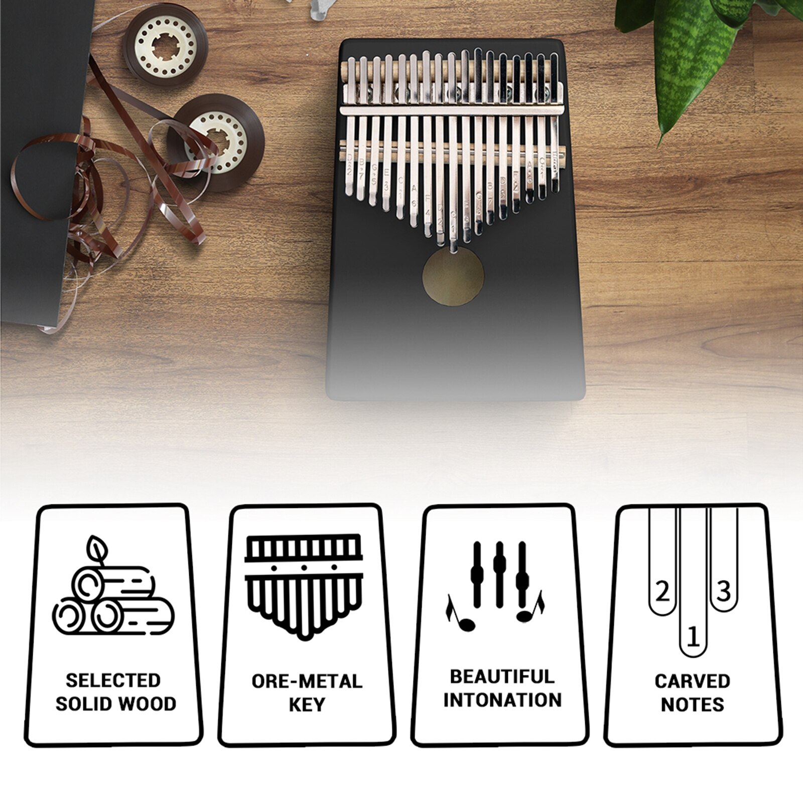 Kalimba 17 key Thumb Piano Maple Wooden Mbira Musi... – Grandado