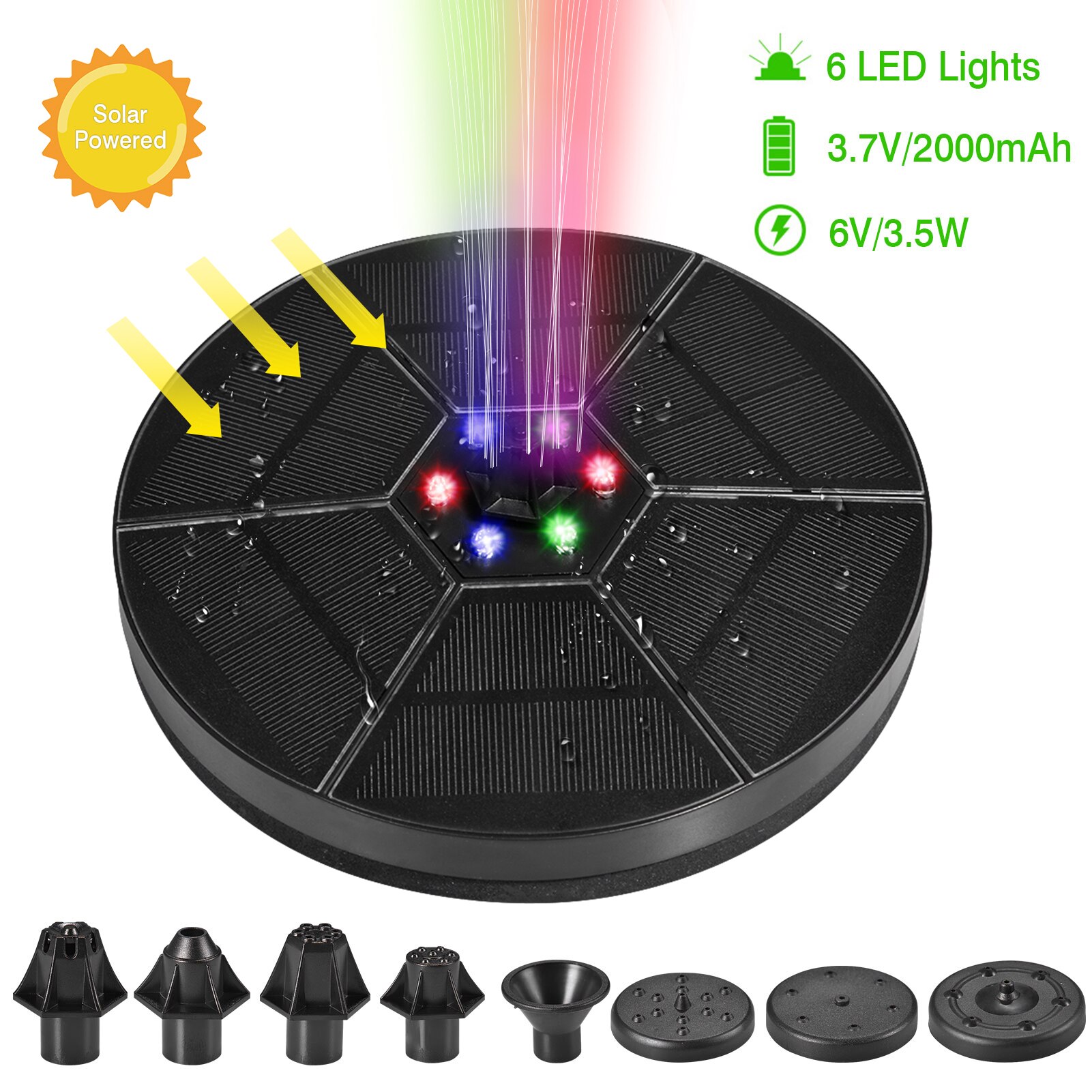6 Led Verlichting Solar Fontein 6V/3.5W IP68 Water... – Grandado